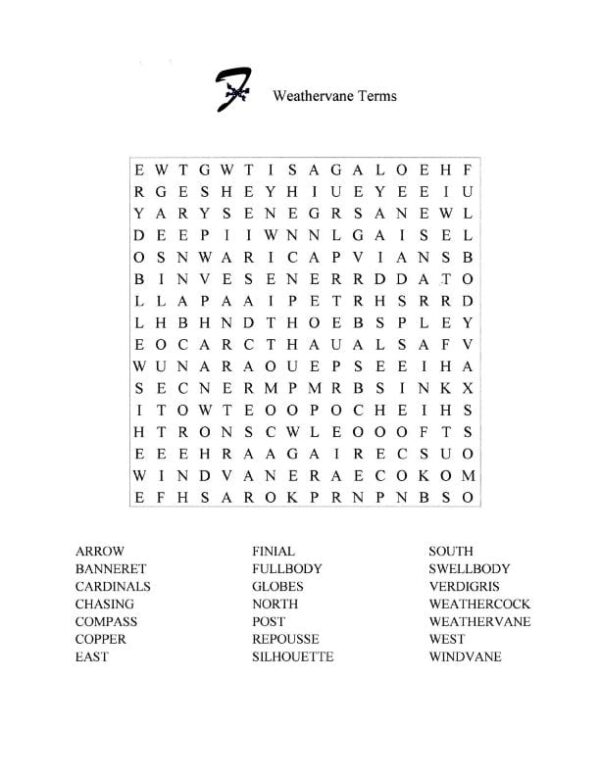 Weathervane Word Searches - Ferro Weathervanes