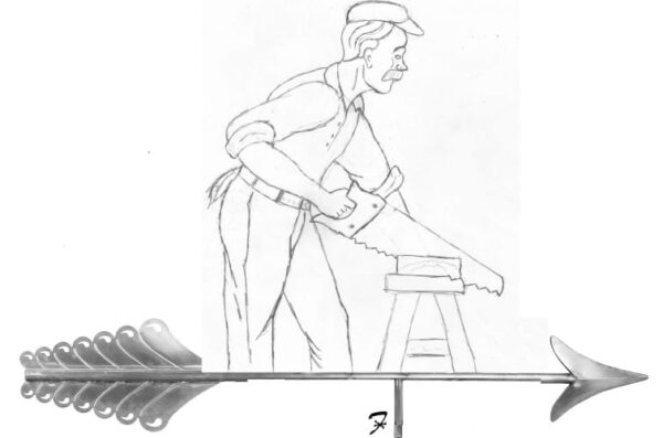 Carpenter Weathervane; Folse Estate - completed - Ferro Weathervanes