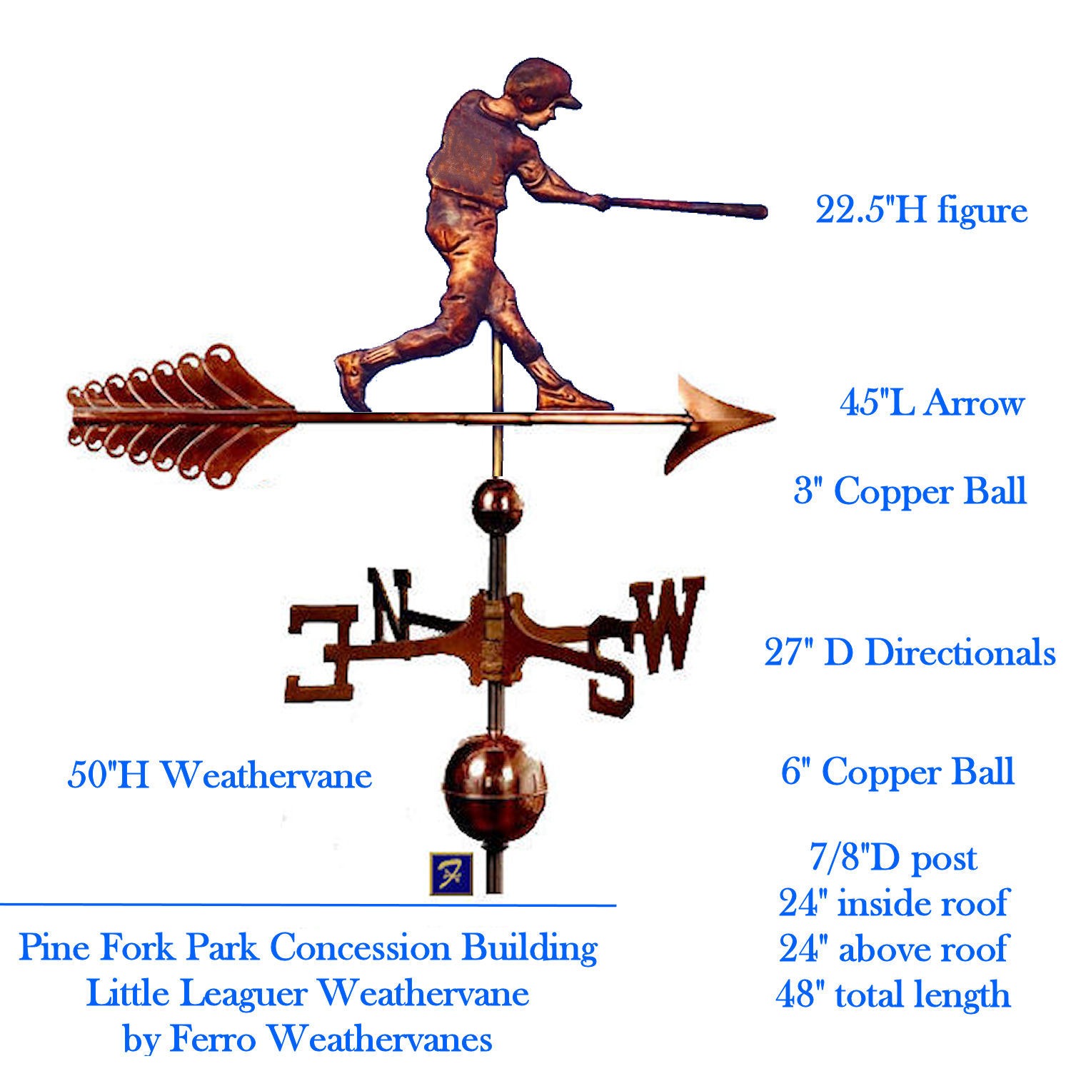Little Leaguer Weathervane; Pine Fork Park - completed